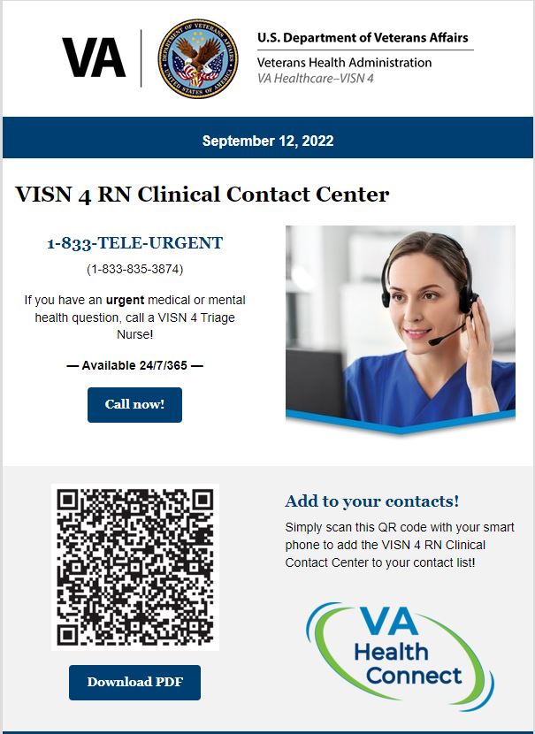 VA RN Clinical Contact Center - Monroe County Veterans Office