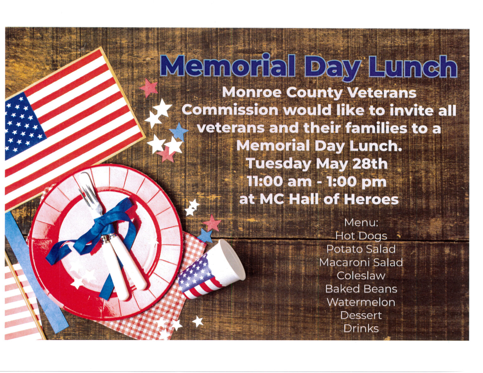 Memorial Day Lunch - Monroe County Veterans Office