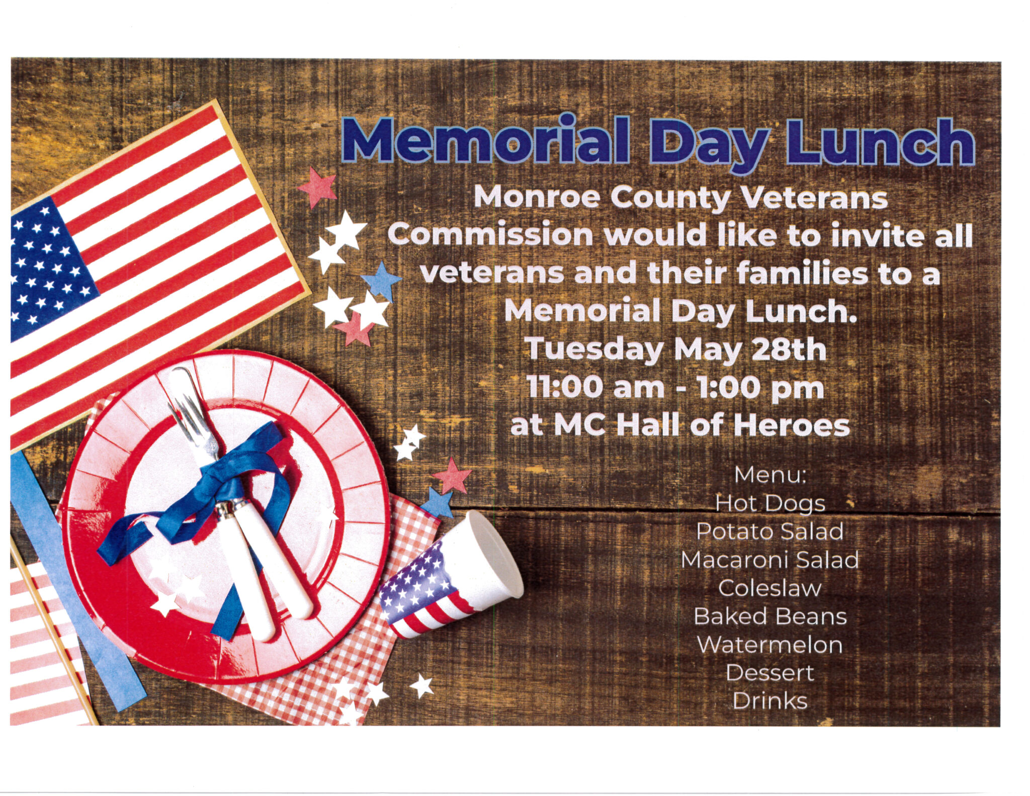 Memorial Day Lunch - Monroe County Veterans Office